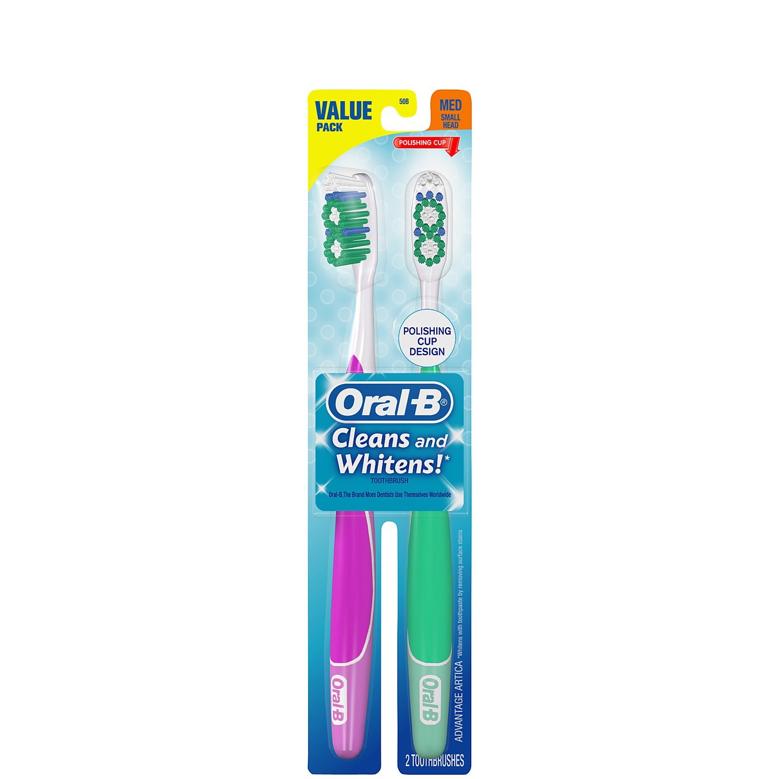 Oral B Advantage Toothbrush, Medium - 2 ct