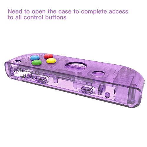 BASSTOP Translucent NS Joycon Handheld Controller Housing with D-Pad Button DIY Replacement Shell Case Compatible with Nintendo Switch Joy-Con (L/R) Without Electronics (Joycon D-Pad-Atomic Purple)