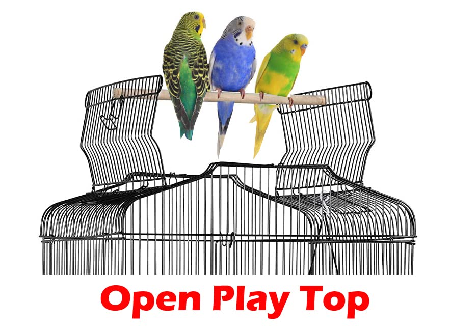 Large Open Top Canary Parakeet Cockatiel Lovebird Finch Bird Cage - 18" Length x 14" Depth x 35" Height