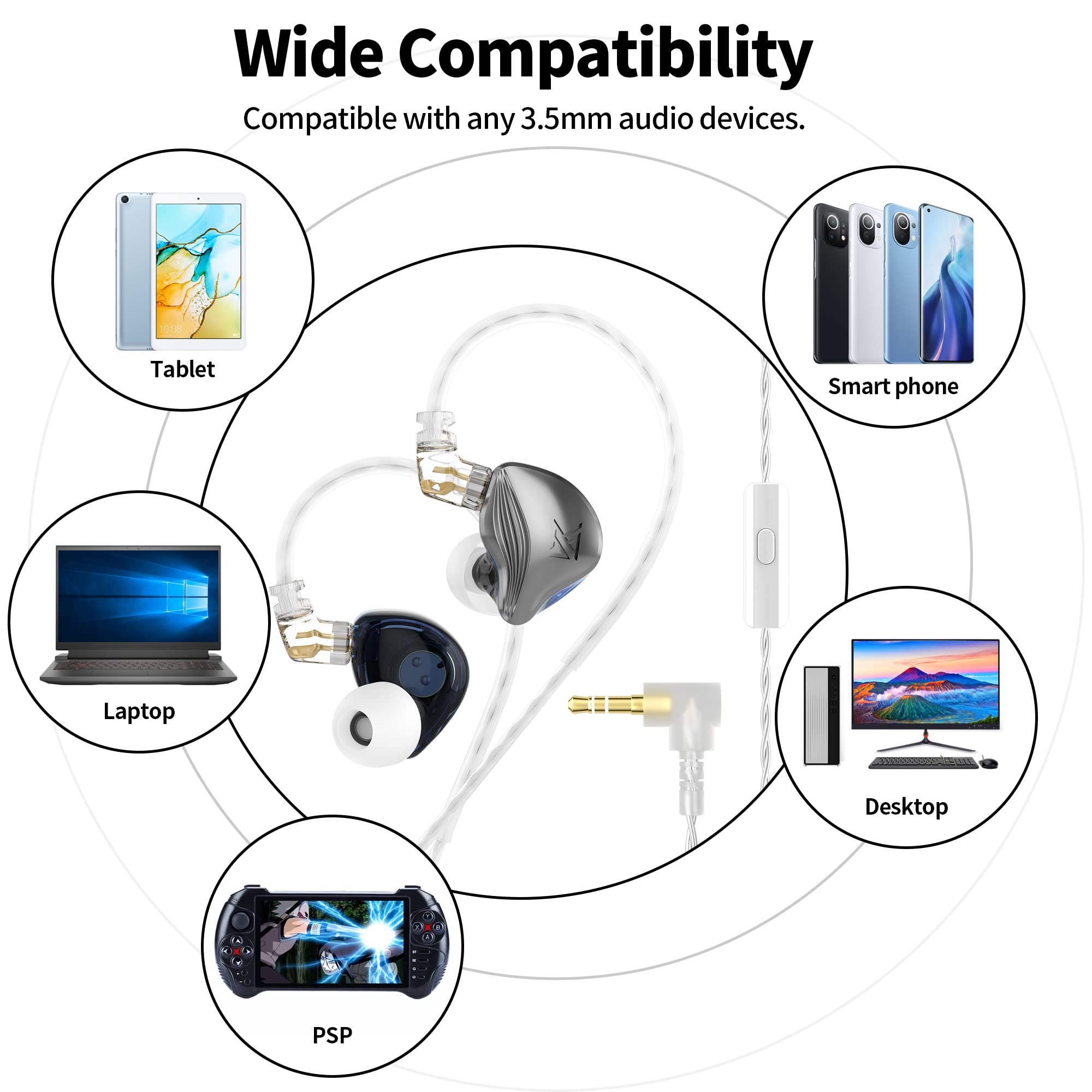 KZ ZEX in Ear Earphones, Electrostatic Wired HiFi Earbuds, KZ Low Voltage Electrostatic Dual Magnetic Dynamic Unit Noise Cancelling Headphones(Black Mic)
