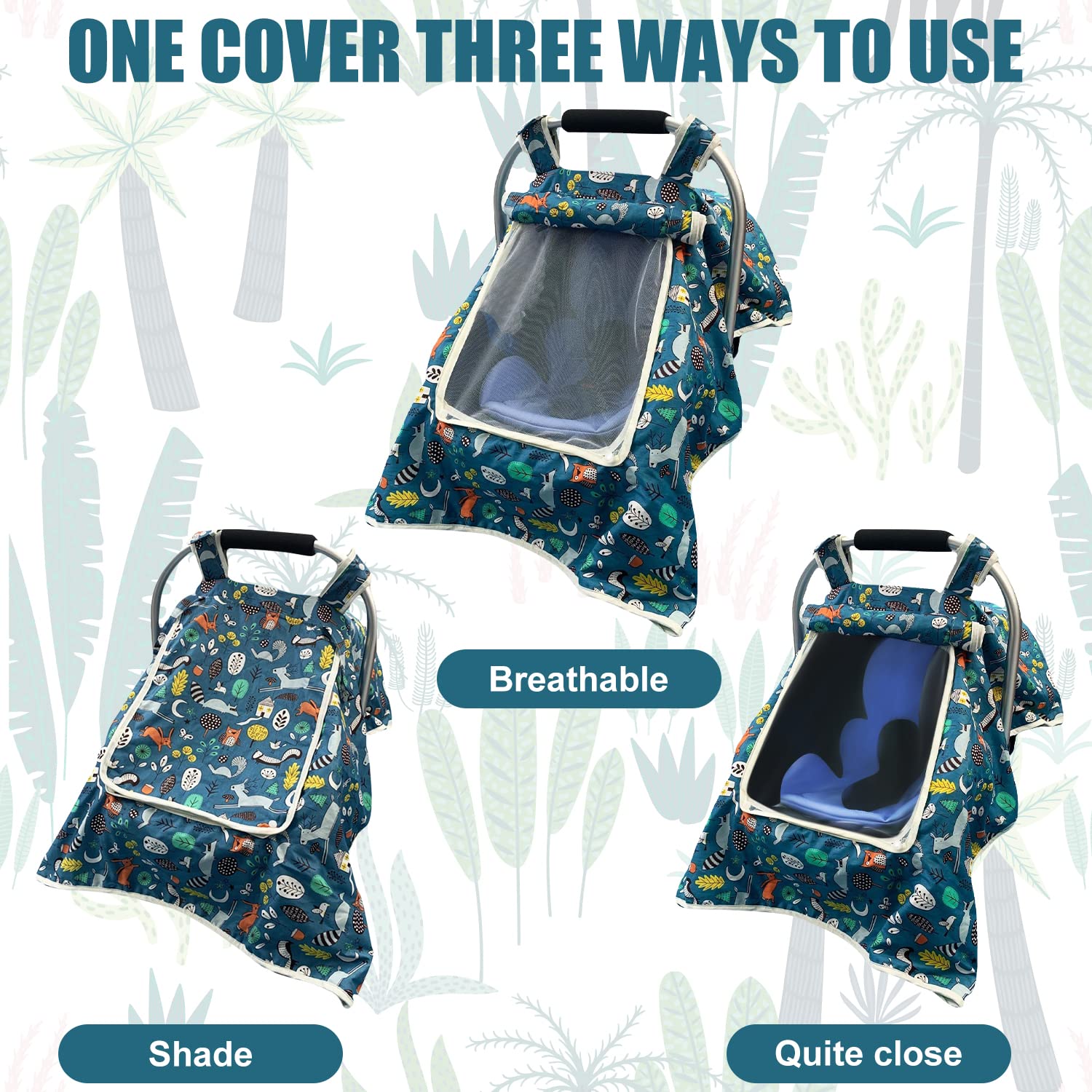 Baby Carseat Cover Boy, Stroller Sun Shade with Net Window, Winter Car Seat Covers for Babies Infant Car Seat Canopy Cover for Full Covering