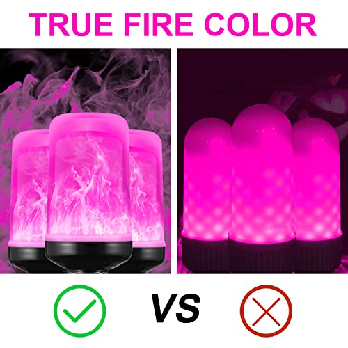 Basuwell LED Flame Effect Light Bulb, E26 Base 4 Modes Fire Light Bulb with Gravity Sensor, 3W Energy Efficient Flaming Fire Lights for Indoor/Outdoor/Halloween/Christmas Decorations (2-Pack) (Pink)