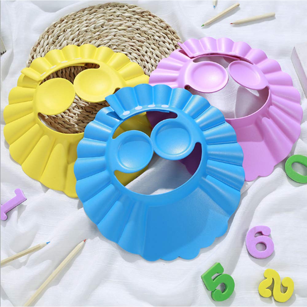 Baby Shower Cap,Kids Shower Cap,Safe Shampoo Shower Bathing Protection,Baby Bath Accessories Bath Visor,Adjustable Visor Hat,for Toddler, Baby, Kids, Children 3 Pcs