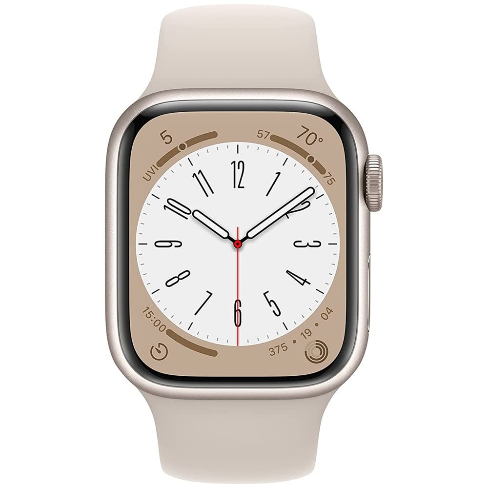 Apple Watch Series 8 [GPS, 45mm] - Starlight Aluminum Case with Starlight Sport Band, M/L (Renewed)