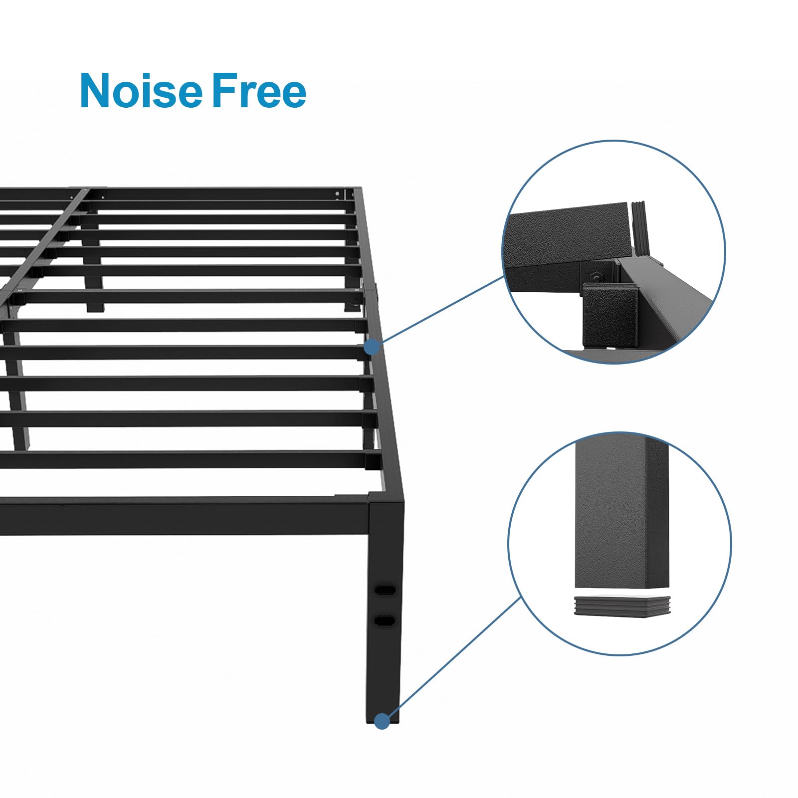 AUTSTA Queen Bed Frame Easy Assembly, Bed Frame Queen Size No Box Spring Needed, Heavy Duty Metal Platform Bed Frame with Plenty of Room for Storage