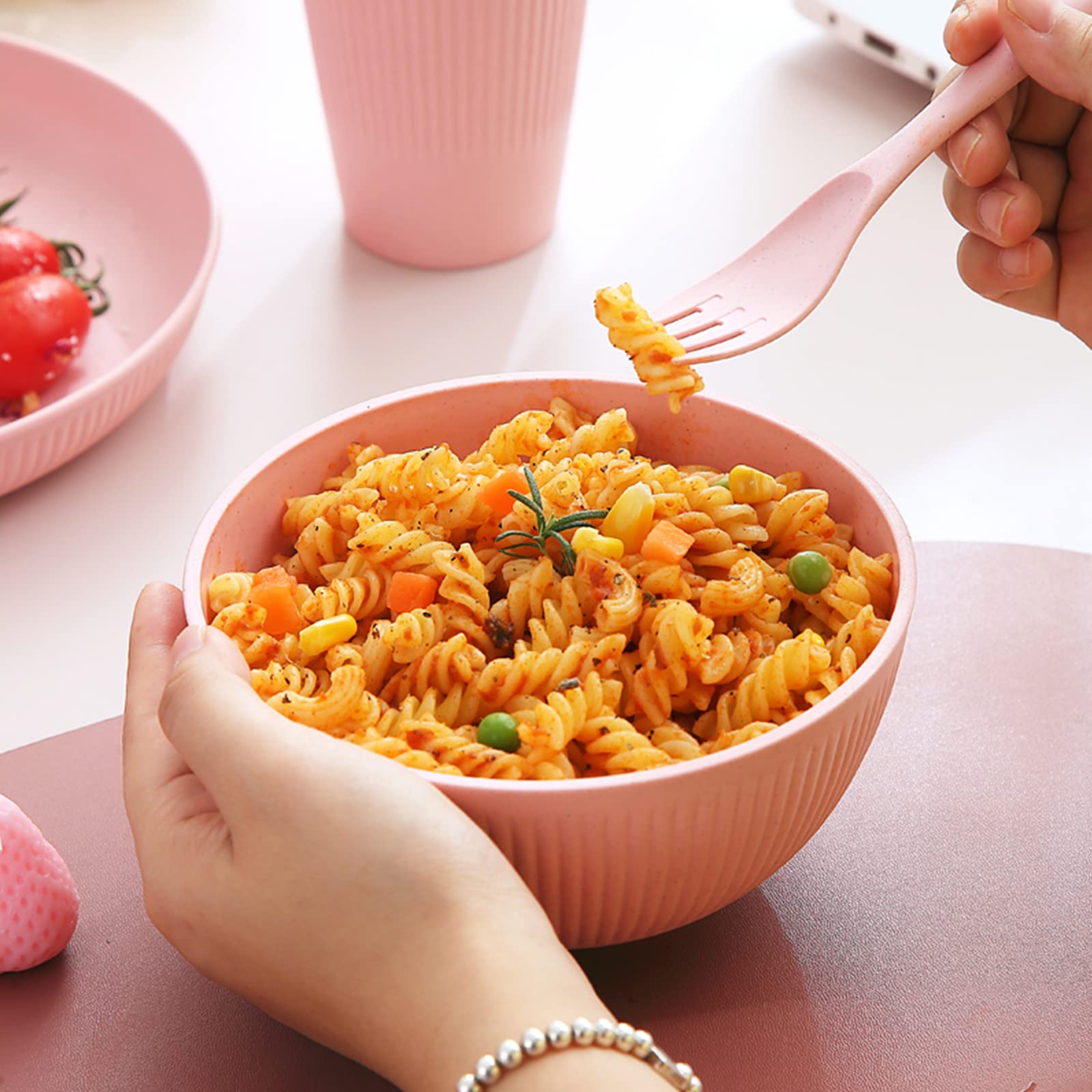 ATRDTO Set of 8,22 OZ Cereal Bowls, Unbreakable Wheat Straw Bowls, Microwave and Dishwasher Safe Reusable Bowls Set, for Ramen, Soup, Salad and more (22oz)