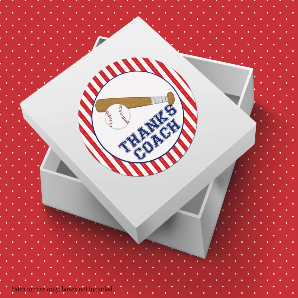 Baseball Team Coach Appreciation Thank You Sticker Labels, 40 2" Party Circle Stickers by AmandaCreation, Great for Envelope Seals & Gift Bags
