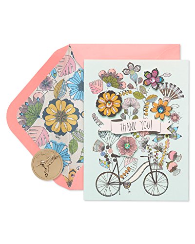 Papyrus Thank You Cards with Envelopes, Flowers & Bike with Glitter (8-Count)