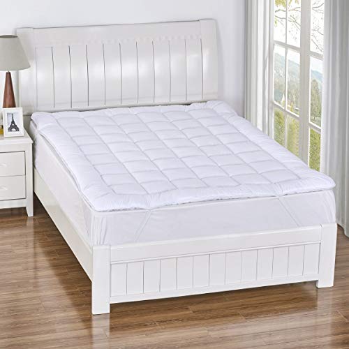 Royal Plush Mattress Topper, California King, 2 Inches Hypoallergenic Overfilled Down Alternative Anchor Bands Mattress Topper