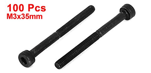 uxcell M3x35mm 12.9 Alloy Steel Screw Cap Point Hex Socket Screws Bolts Black 100Pcs