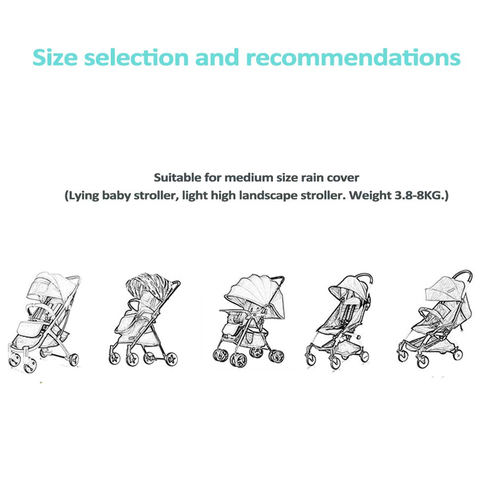 Baby Stroller Rain Cover Double Long Zipper Baby Stroller Windproof,Spray-Proof,Dust-Proof Cover（White-M）