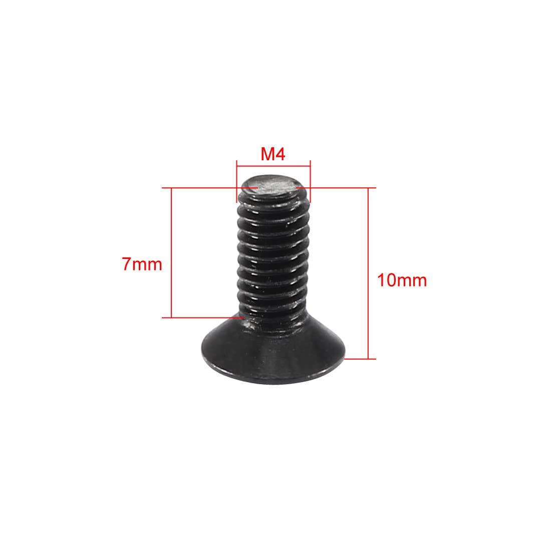 uxcell M4 x 10mm Metric Hex Socket Countersunk Head Screw Bolts Black 100PCS