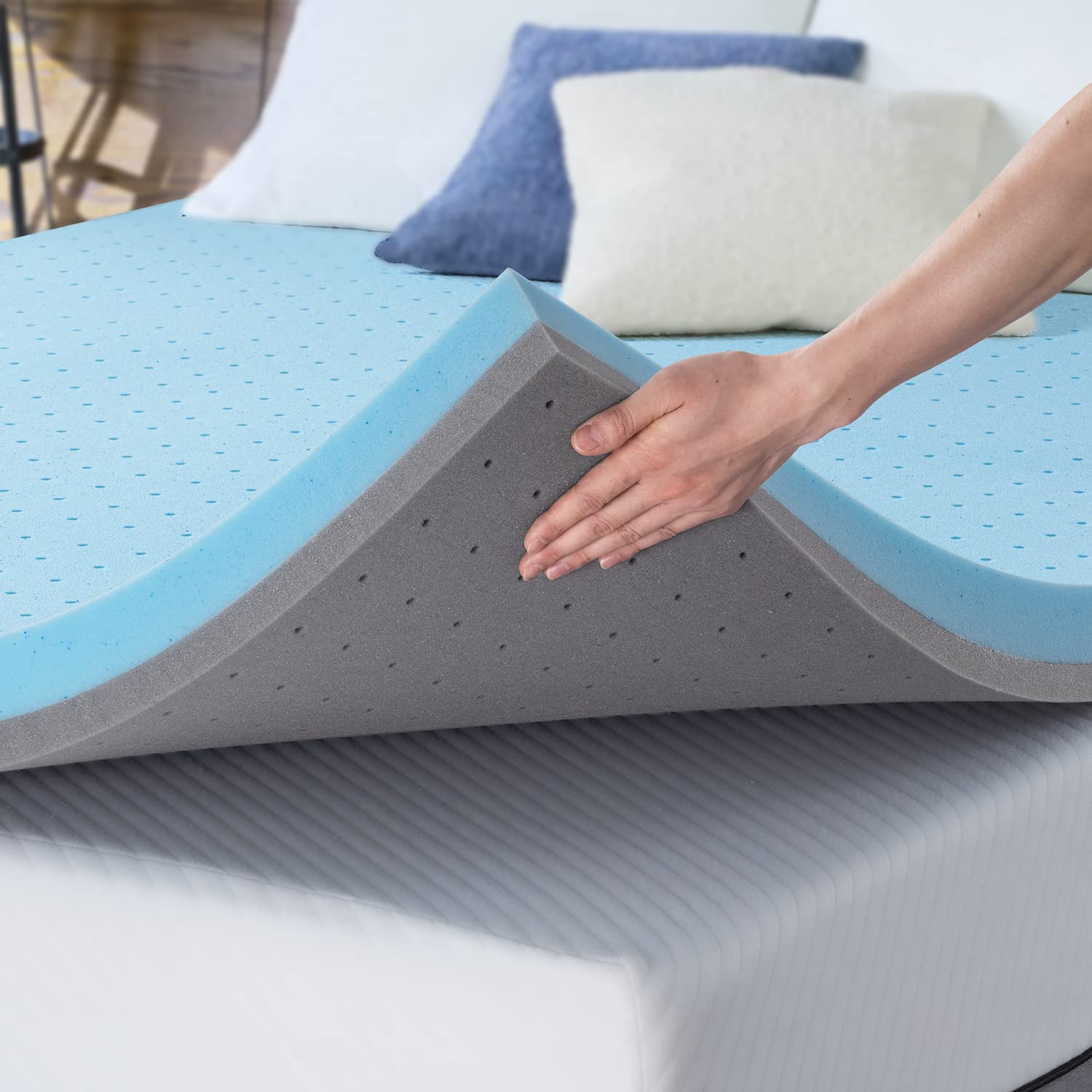Maxzzz Twin Mattress Topper,3 Inch Ventilated Design Memory Foam Queen Mattress Topper,Cooling Gel Infused Swirl Foam Pad for Pressure Relief Back Pain, CertiPUR-US Certified