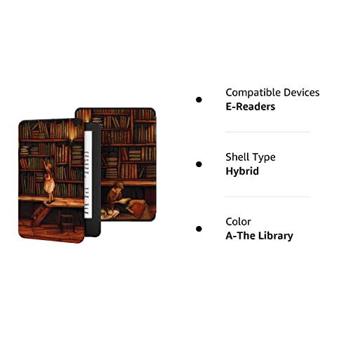 Ayotu Case for Kindle (10th Gen, 2019 Released) - PU Leather Cover with Auto Wake/Sleep-Fits Amazon Kindle 2019 (Will not fit Kindle 2022, Kindle Paperwhite or Kindle Oasis),The Library