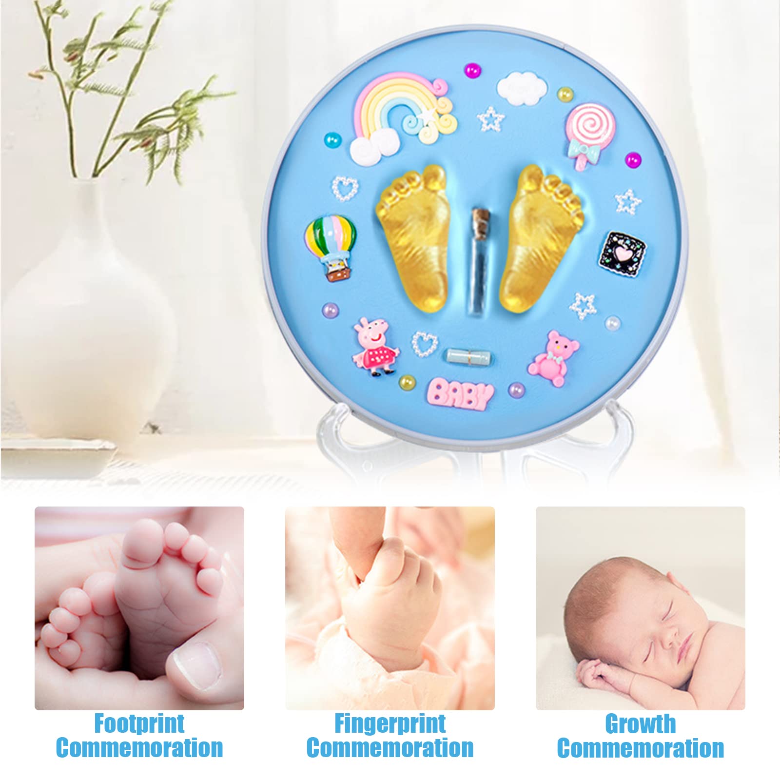 Baby Handprint and Footprint Keepsake Ornament Makers Kit (Blue)