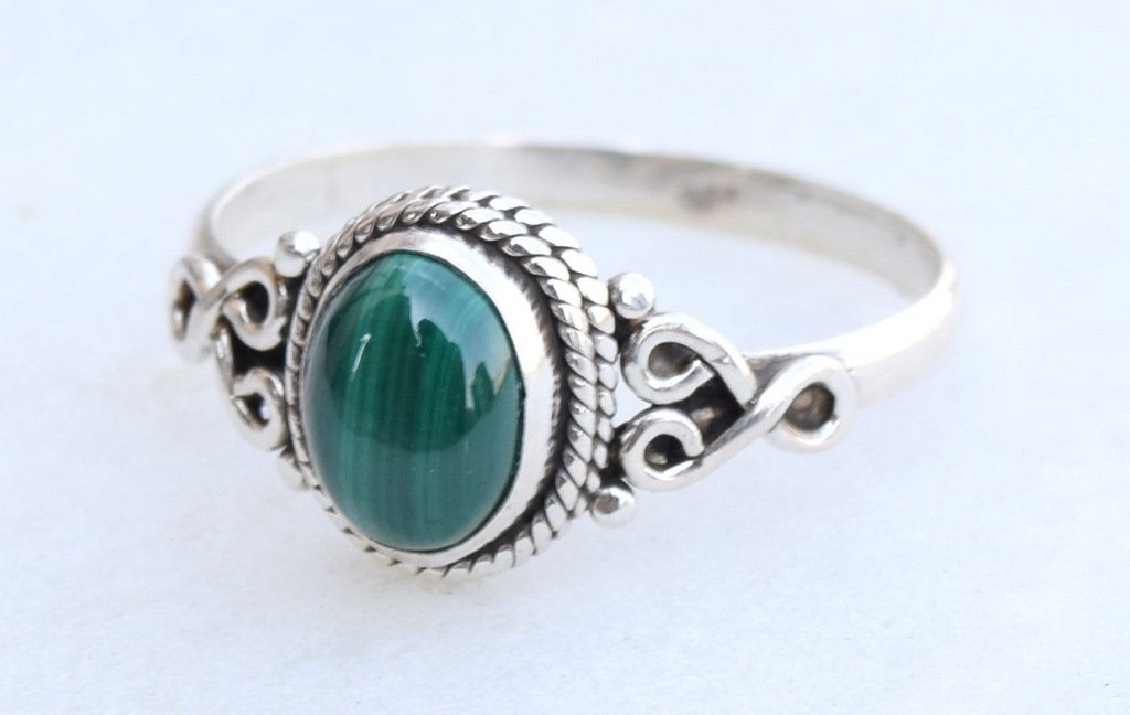 Malachite Stone Ring 925 Sterling Silver Statement Ring For Women Handmade Rings Gemstone Christmas Promise Ring Size US 7 Gift For Her