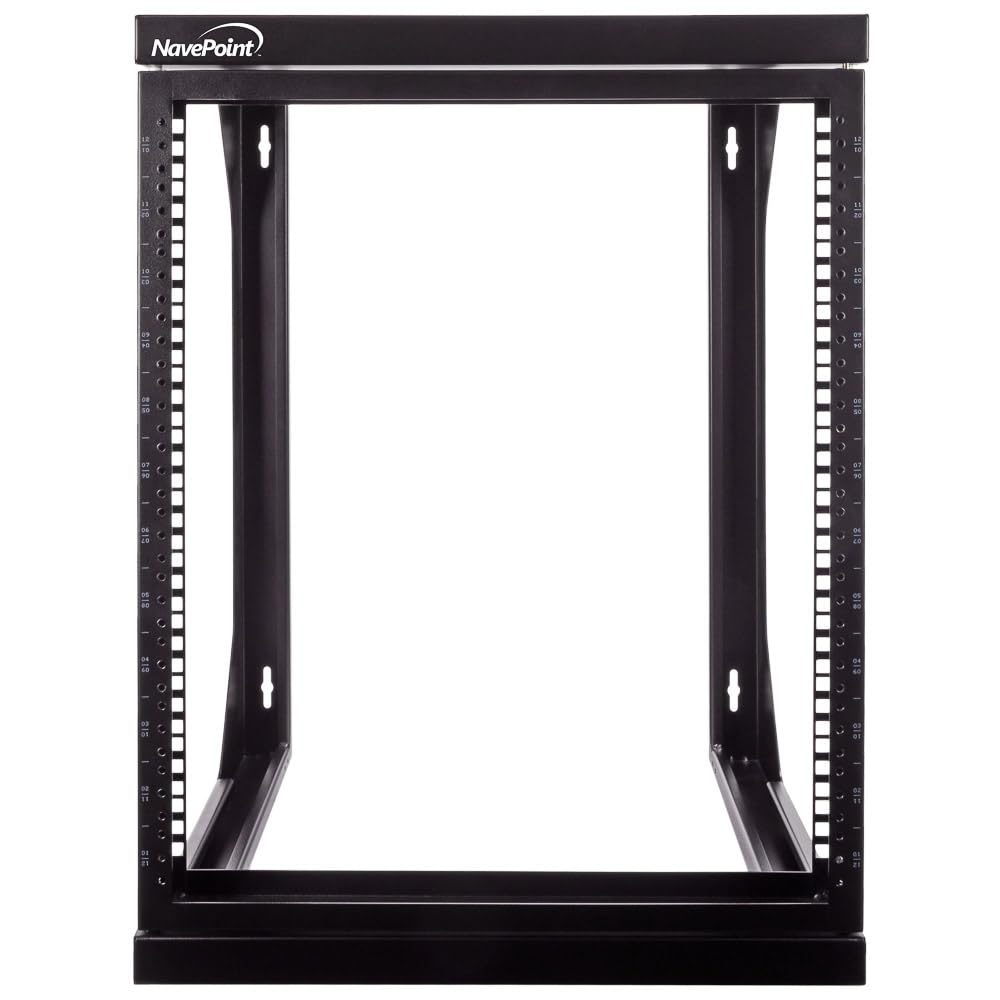 NavePoint 12U Server Rack with Swing Gate - 12U Wall Mount Rack for 19 Inch IT Equipment Open Frame Rack β Network Rack Wall Mount for AV & Server Equipment 18β Deep 12U Rack, Black