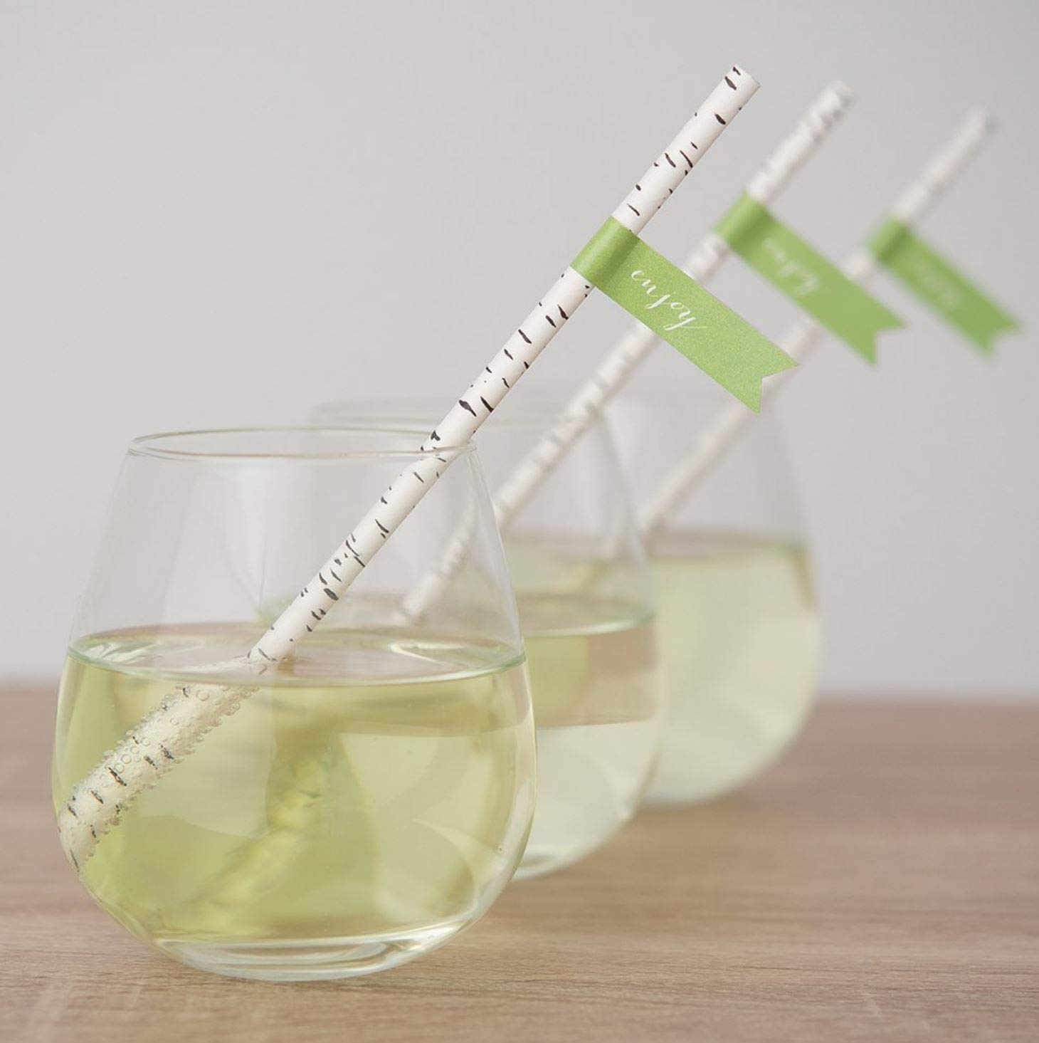 Birch Bark Love Print Paper Drinking Straw (Pack of 25)