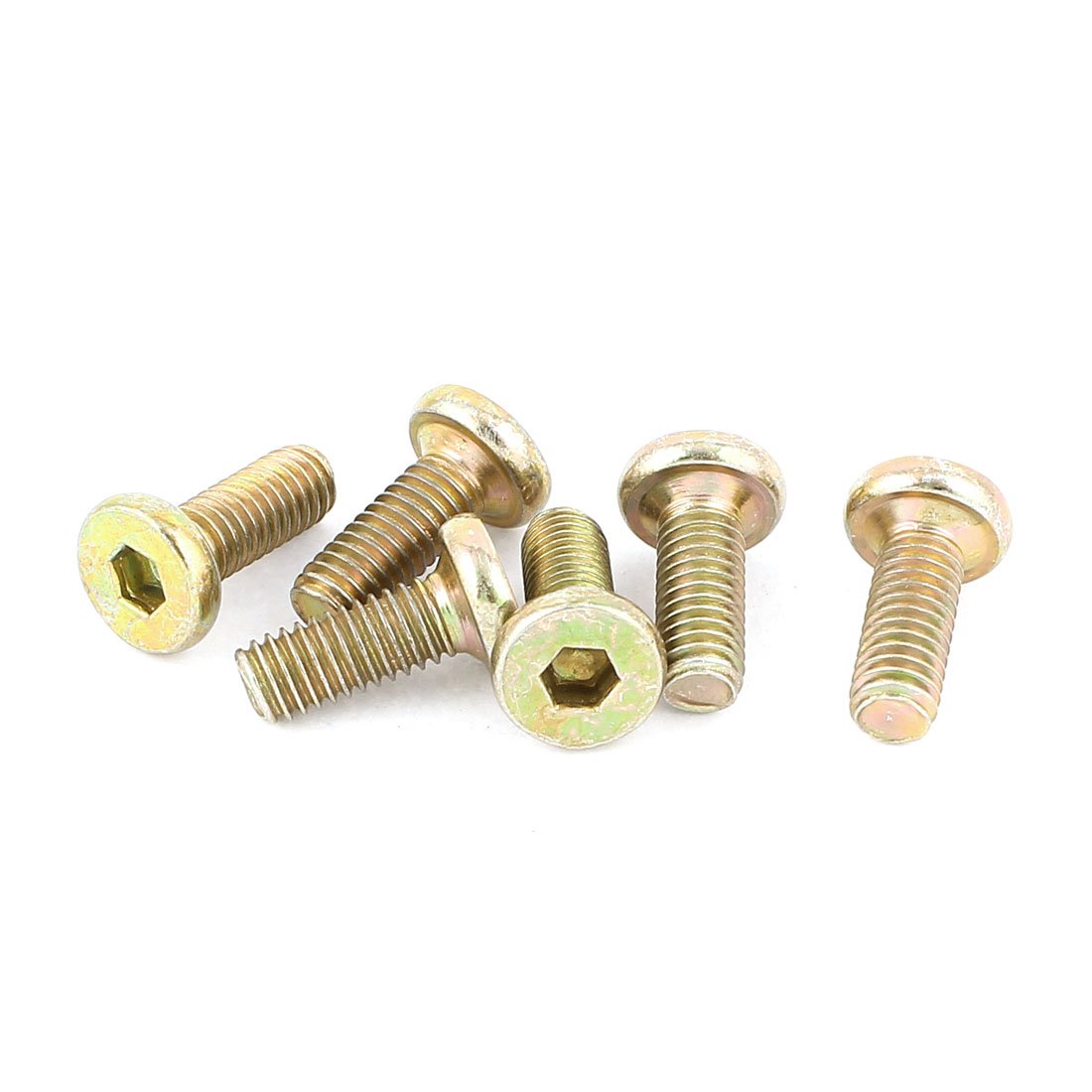 uxcell M6 x 15mm Threaded Hex Socket Head Cap Screws Bolts Bronze Tone 6 Pcs