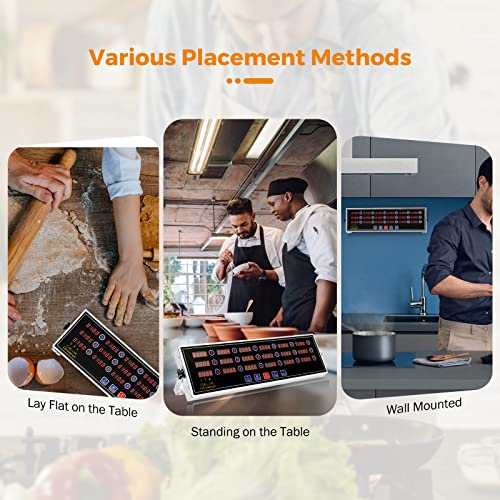 BEAMNOVA 18 Channels Digital Kitchen Commercial Cooking Timer,Restaurant Timer with Loud Alarm,Stainless Steel LED Display Timer for Cooking Reminder