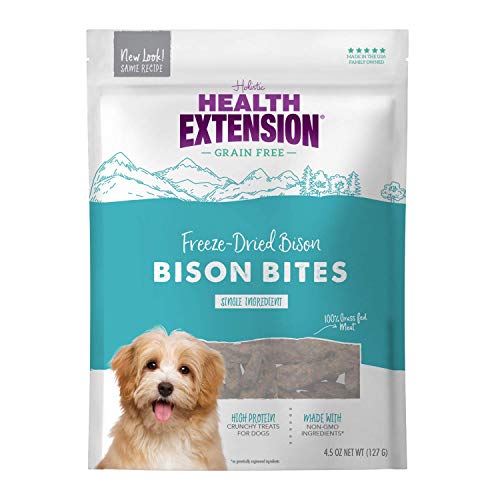 Health Extension Freeze Dried Dog Treat, Gluten & Grain-Free, Puppy Training Treats, Freeze - Dried Bison (4.5 Oz / 127 g)