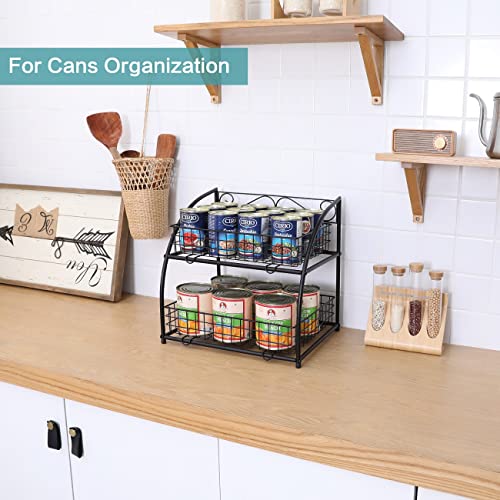 Fruit Basket for Kitchen, Fruit and Vegetable Storage Bowl Stand with Quality Metal Frame, Detachable, Large Capacity, 2 Tier Wire Produce Basket Fruit Holder for Kitchen Countertop Dining Table
