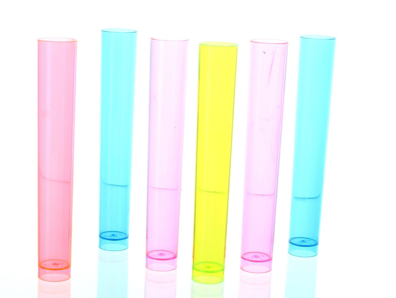 Party Dimensions Neon Mix Plastic 1.5 oz | Assorted Tints | Pack of 6 Tube Shot, 1.5 ounce, Pink, Blue, Green, Orange