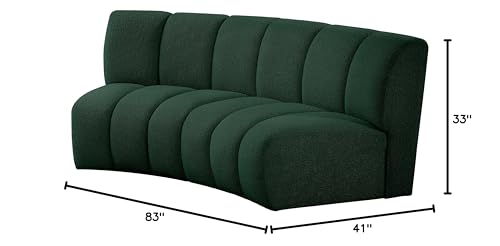 Meridian Furniture 643Green-2PC Infinity Collection Modern | Contemporary Upholstered 2pc Modular Sectional with Luxurious Deep Channel Tufting, Green, 83" W x 41" D x 32.5" H
