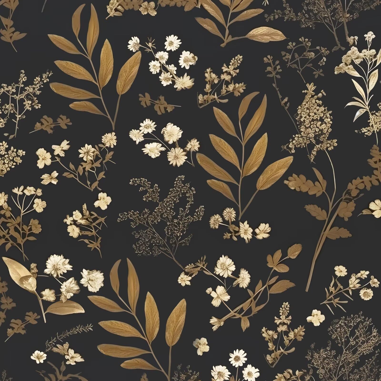 Laatse Leaf Wallpaper Peel and Stick Dark Floral Wallpaper 17.5in x 393in Vintage Leaf Contact Paper Vinyl Waterproof Self Adhesive Boho Botanical Wall Paper for Bedroom Cabinet Decor