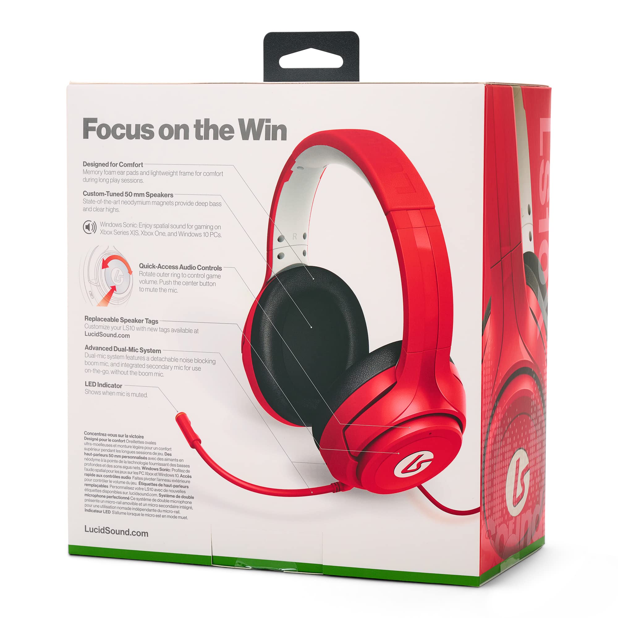 LucidSound LS10X Wired Gaming Headset for Xbox Series X|S - Pulse Red, Xbox One, Xbox One X, Xbox One S, Xbox 360, PC, Mac, VR, Android, and iOS, Mobile, headphones, chat, gaming audio