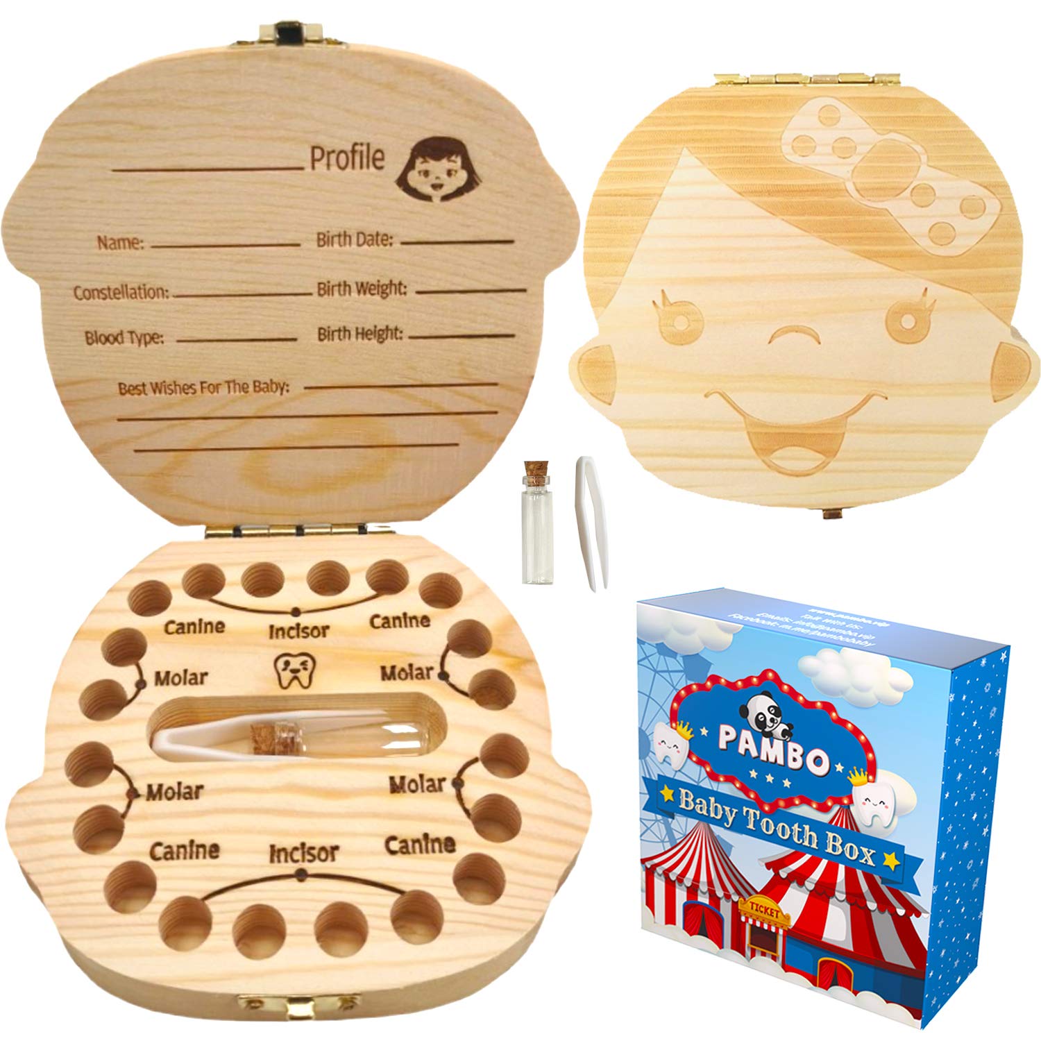 Baby Tooth Box Keepsake for Girls | Tooth Storage/Saver Box for Lost Teeth Children | Baby Party & Birthday Gift -Upgraded