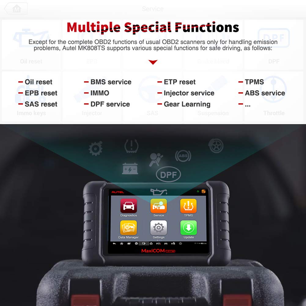 Autel MK808TS TPMS Diagnostic Scanner, 2021 Newest Upgraded Ver. Of MK808, MX808, 28 Services & All Systems Diagnostics, Complete TPMS and Sensor Programming