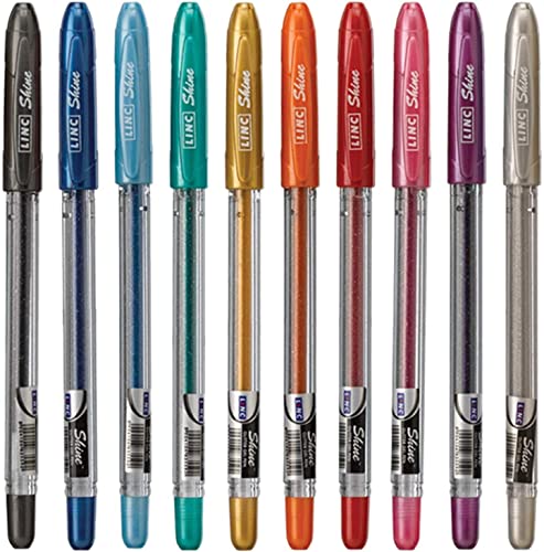 Linc EXTRA SPARKLE GLITTER GEL PENS FINE 0.7 mm Tip 10 Vibrant Colour
