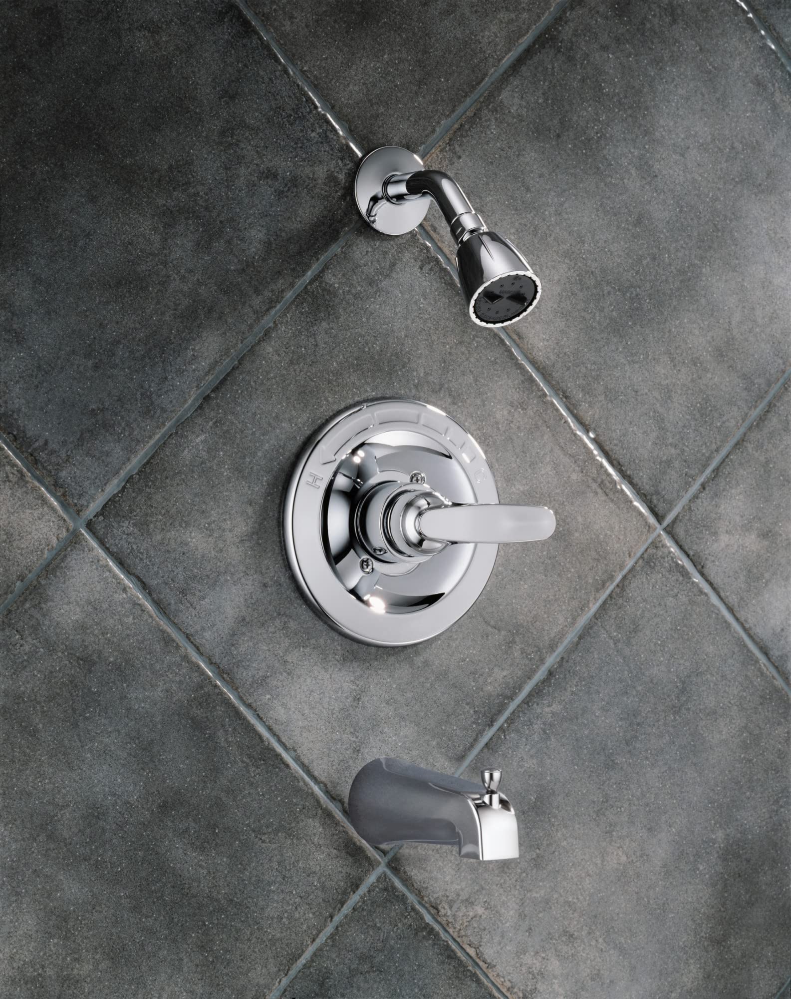 Delta Faucet Foundations Chrome Shower Faucet Set with 2-Spray Chrome Shower Head, Tub and Shower Trim Kit, Shower Faucet Sets Complete, Chrome BT13410 (Valve Not Included)
