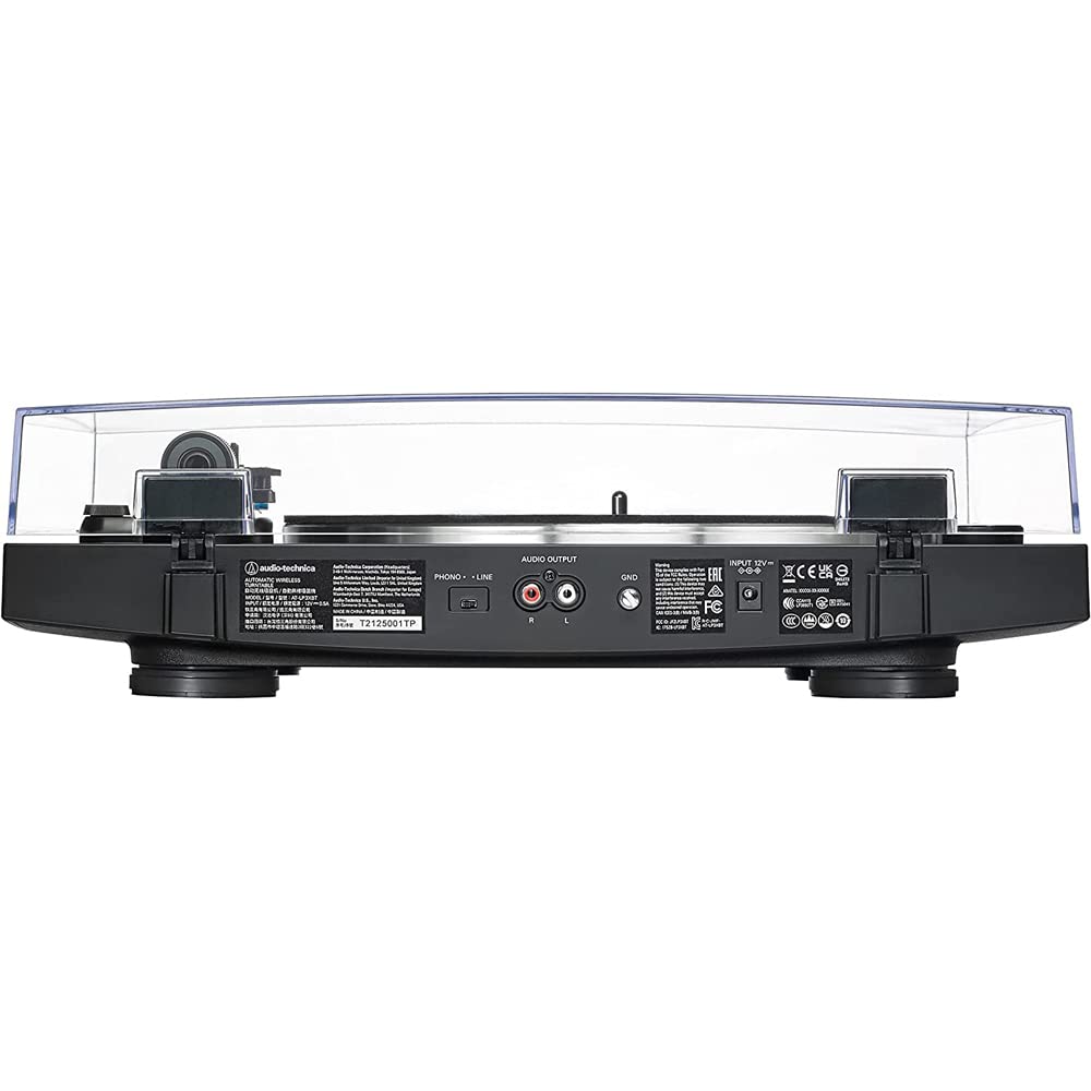 Audio Technica AT-LP3XBT-BK Fully Automatic Wireless Belt-Drive Turntable, Black Bundle with Deco Gear 12" Turntable Platter Mat, Vinyl Record Cleaning Fluid System with Brush & Microfiber Cloth