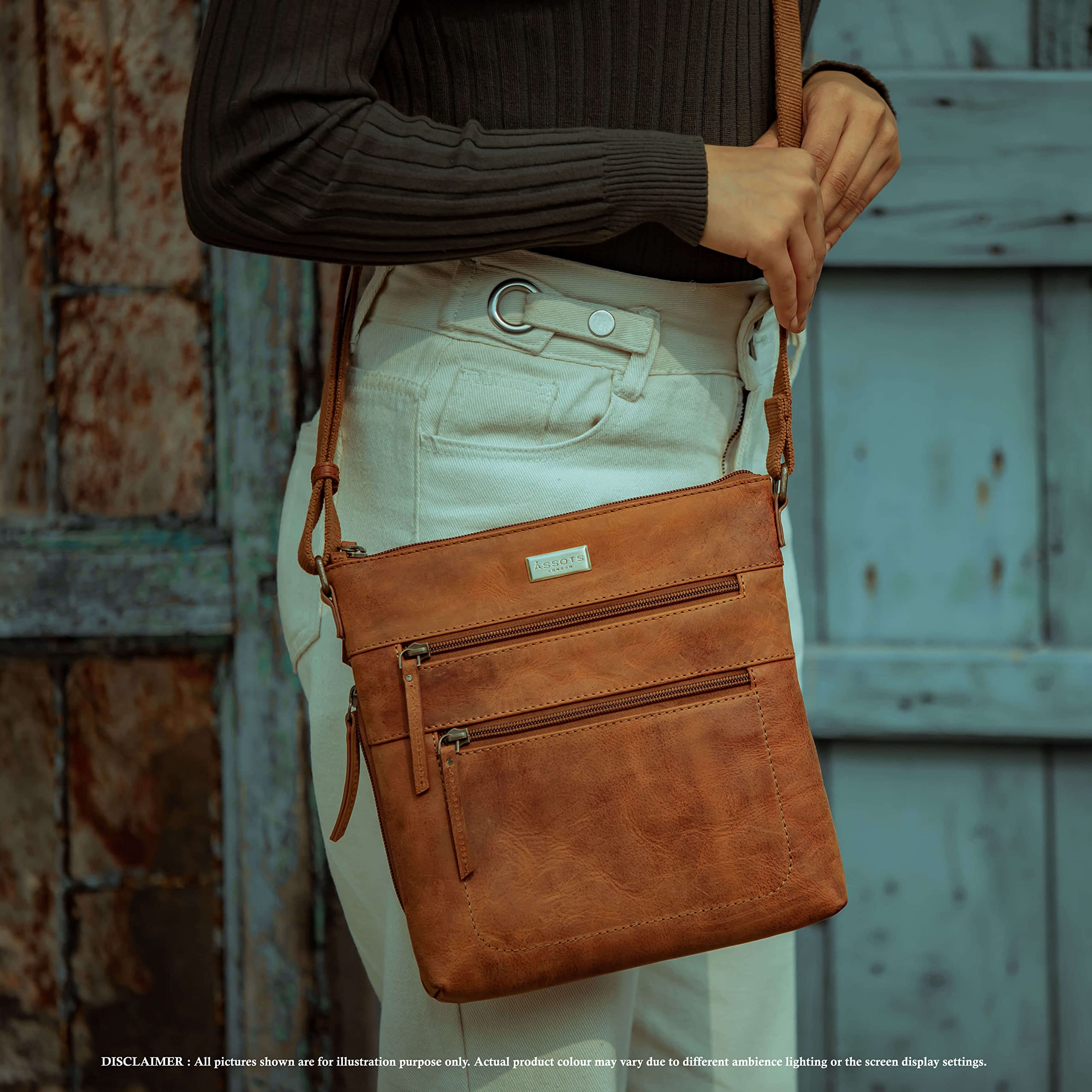 ASSOTS Crossbody Bags for Women – Real Leather Purses with RFID Protection, Multiple Pockets and Adjustable Strap