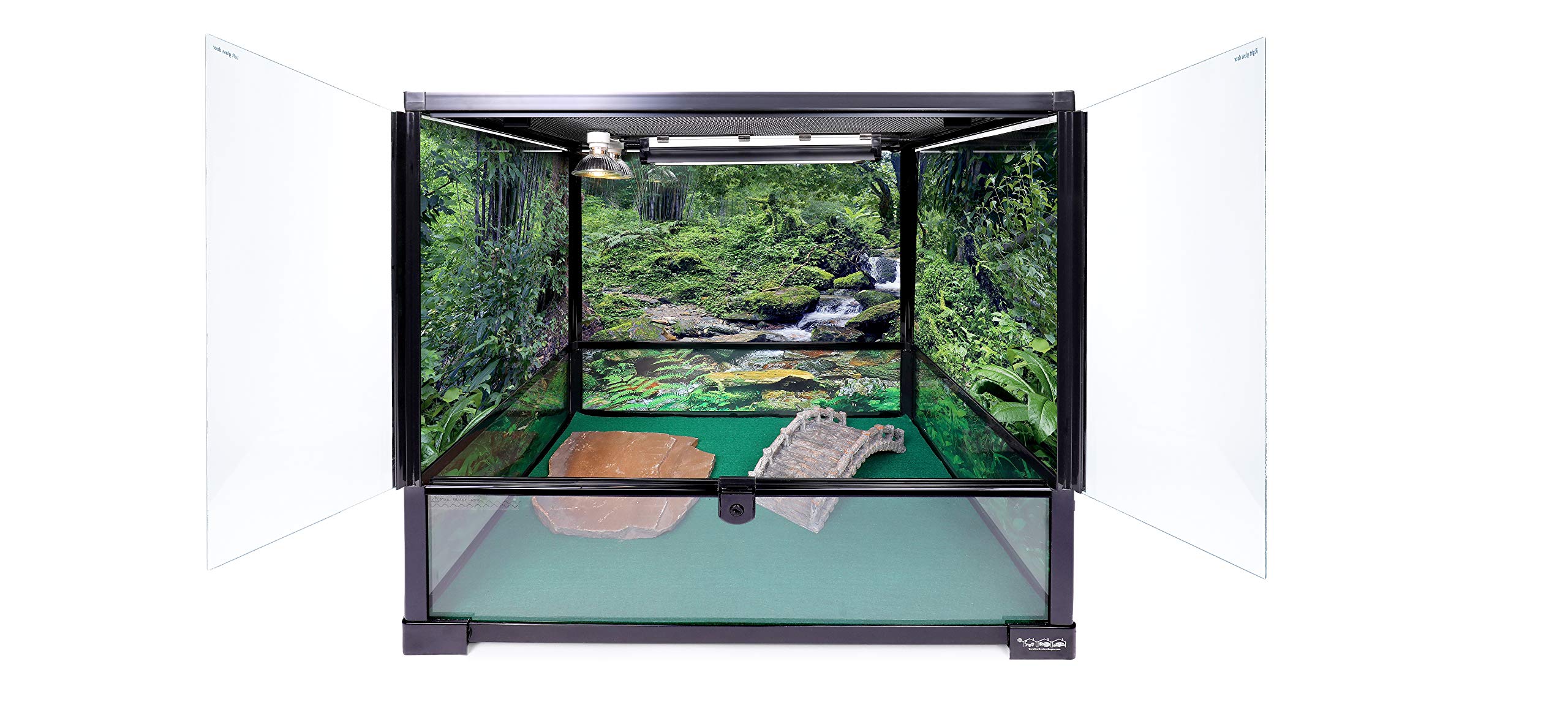 Reptile Habitat Background; Rain Forest with Stream, for 36Lx18Wx18H Terrarium, 3-Sided Wraparound