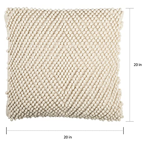 Safavieh Collection Diamond Loop 20" Throw Pillow, Natural