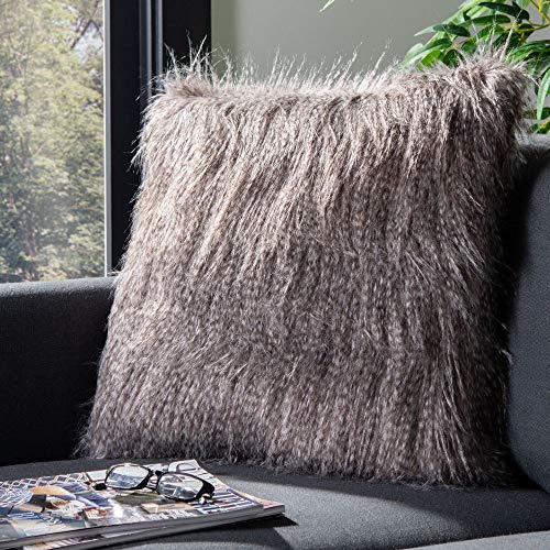 Safavieh Collection Faux Luke Peacock 20" Throw Pillow, Grey