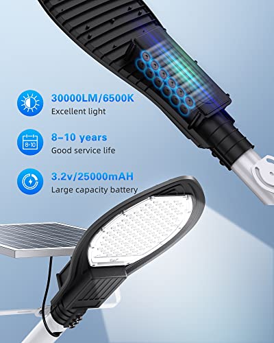 LED Solar Street Lights Outdoor Waterproof,A-ZONE Modern Leaf Shape 500W Dusk to Dawn Solar Street Lamp Remote Control Light 30000 Lumens with Separate Panel for Backyard,Parking Lot,Garage