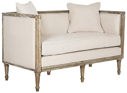 Safavieh Home Collection Leandra French Country Settee, Beige/Rustic Oak