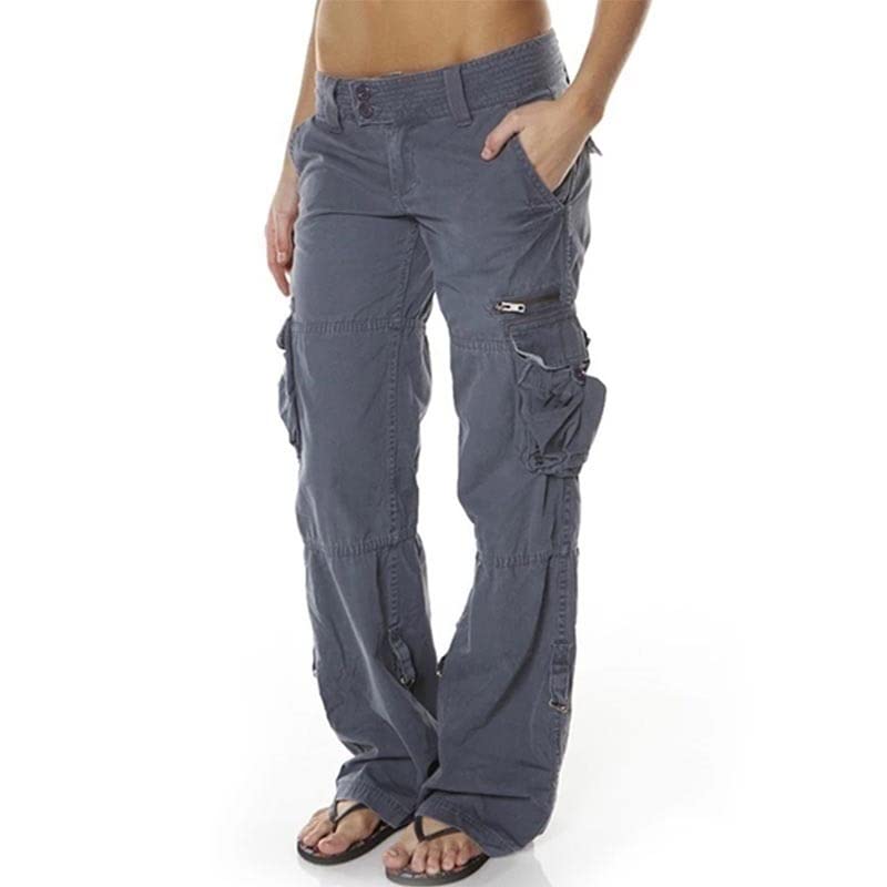 Beisinuo Women Tactical Cargo Work Pants Camping Hiking Casual Military Army Combat TrousersWith Pockets-Gray-L