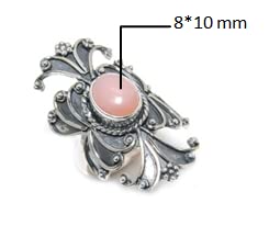 AUDRIELLE 925 Sterling Silver Ring, Pink Opal Oval Shape Handmade Gemstone, Adjustable