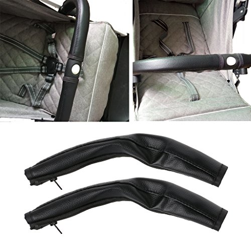Baby Stroller Armrest Protective Cover,Leather Pram Stroller Handle Sleeve Cover with Zipped