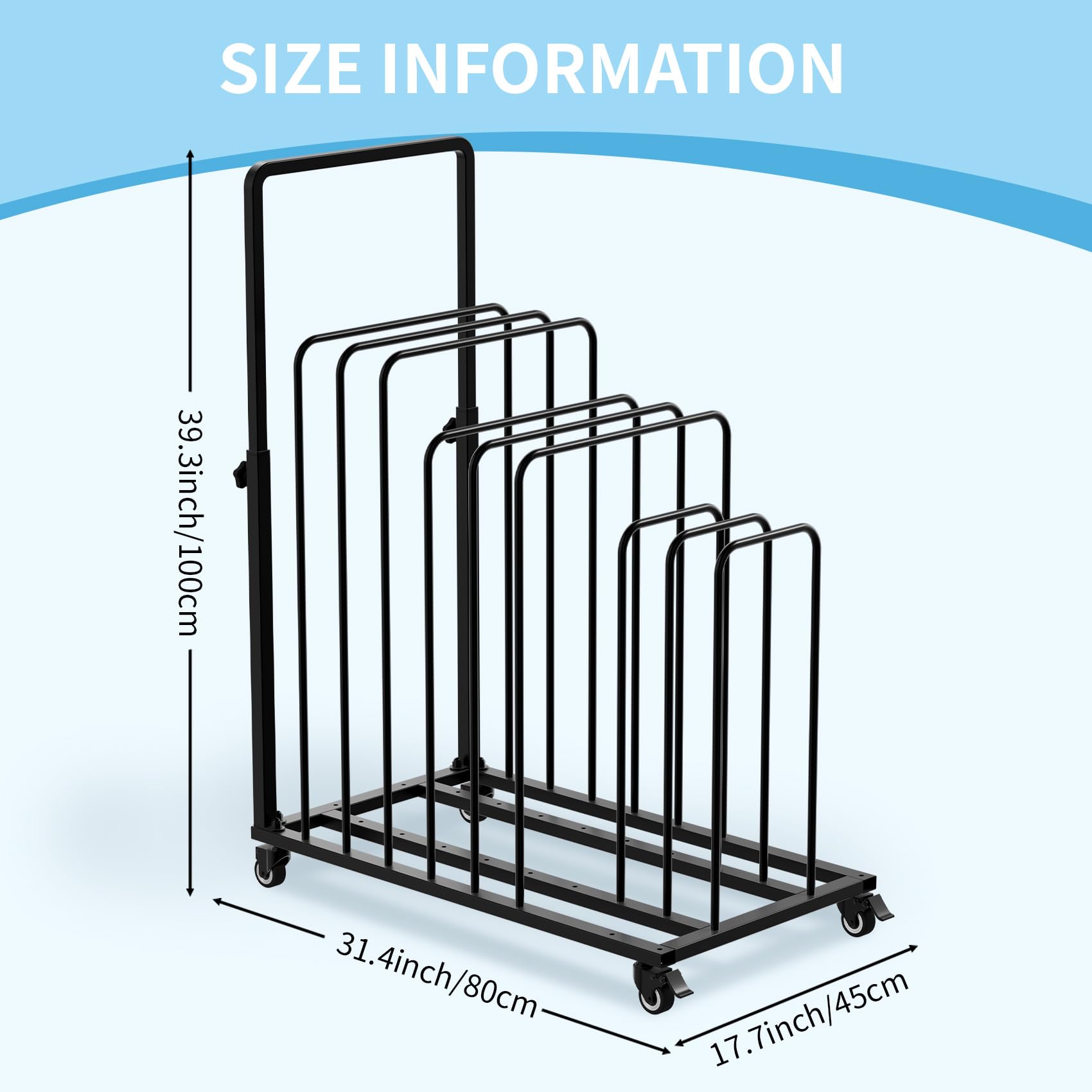 lukar Art Storage Rack with Wheels, Metal Canvas Rack Art Storage, Rolling Art Canvas Organizer with Handle, Art Drying Rack for Art Studio, Gallery, Artworks