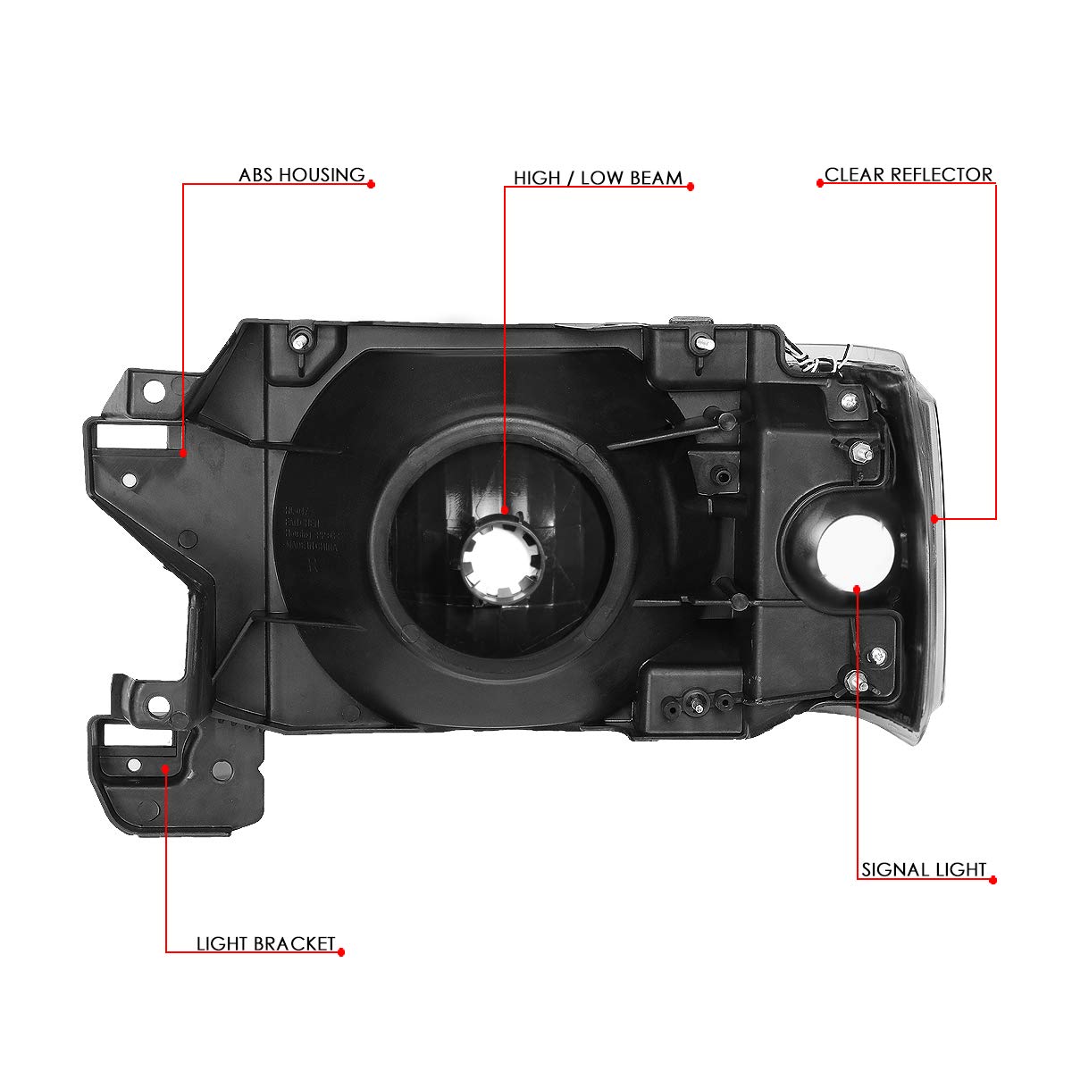 Auto Dynasty LED DRL Headlight Lamps Compatible with Ford F150 F250 F350 Bronco 87-91, Driver and Passenger Side, Black Housing Clear Corner