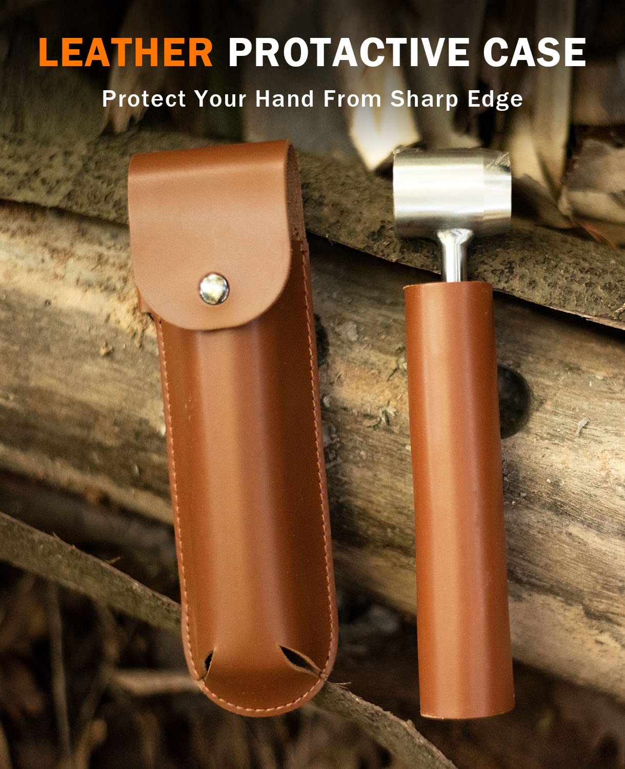 BURTOK Bushcraft Hand Auger Wrench, Heavy-Duty Scotch Eye Wood Auger, Hand Auger Wood Drill, Manual Hole Maker Multitool with Leather Case for Camping, Outdoor, Hiking