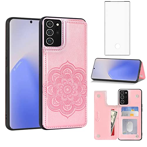 Asuwish Phone Case for Samsung Galaxy Note 20 Ultra Glaxay Note20 Plus 5G Wallet Cover with Screen Protector and Card Holder Stand Cell Gaxaly Notes 20Ultra Note20+ U + 20+ Twenty Not S20 Rose Gold