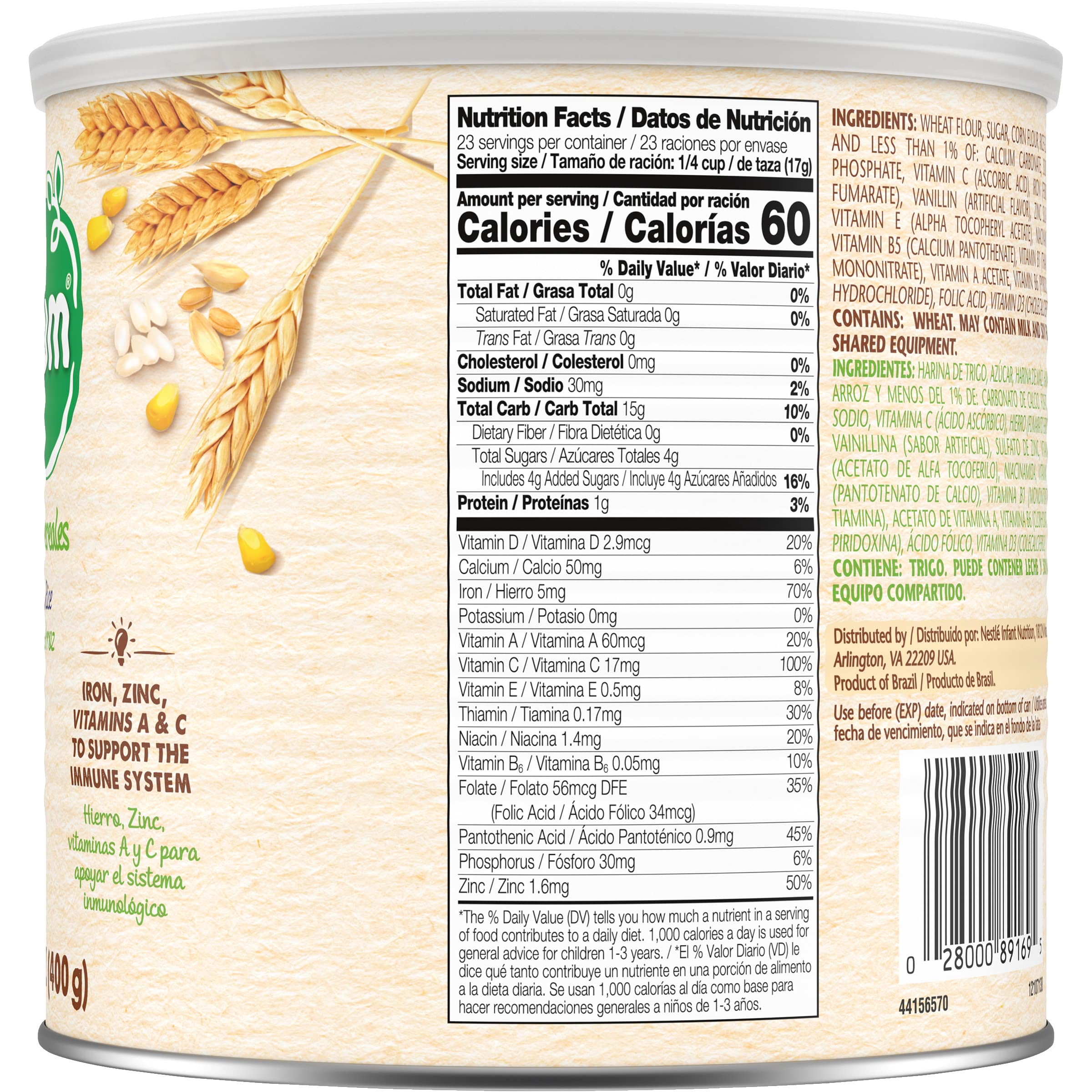Nestle Nestum Junior Cereal, 3 Cereals - Wheat, Corn & Rice, Made for Toddlers 12 Months, 14.1 OZ Canister (Pack of 3)