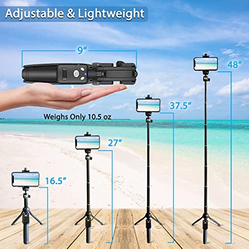 Fugetek 49" Selfie Stick Monopod Professional High End FT-568, For Apple iPhone, Android Samsung, & DLSR Cameras, Aluminum Alloy, Rechargeable Wireless Bluetooth Remote (Black)